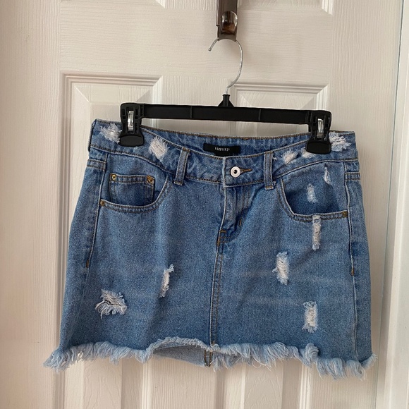 Forever 21 | Skirts | Size S Forever 2 Mini Denim Ripped Look | Poshmark